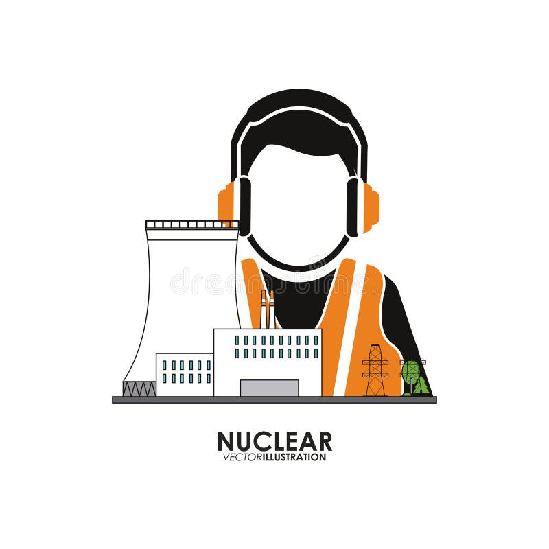 Nuclear Design. Worker and Industry Concept Stock Vector - Illustration ...