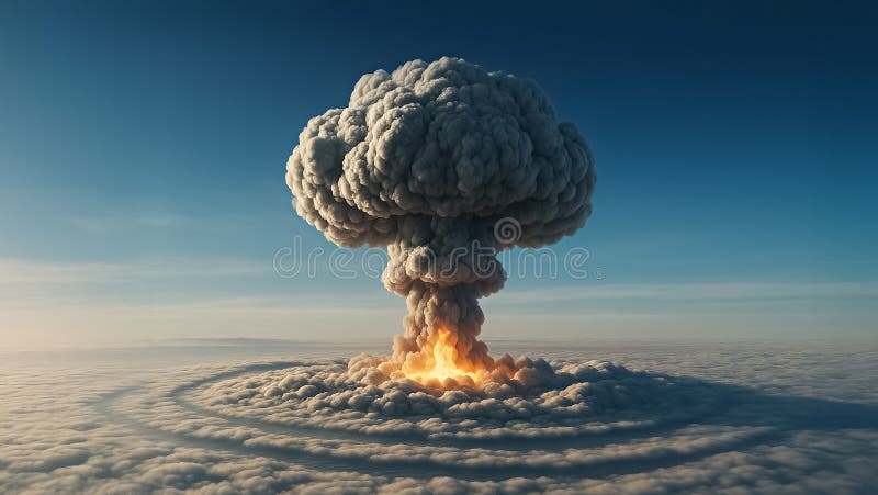 Nuclear Detonation with Smoke Cloud and Glowing Core. Realistic Atomic ...