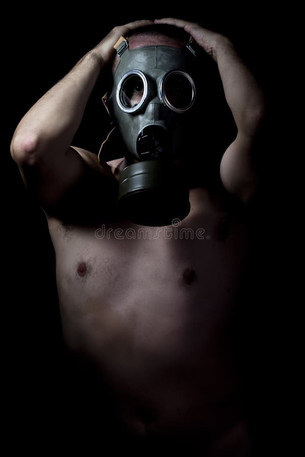 Nuclear Disaster, Man with Gas Mask Stock Photo - Image of black ...