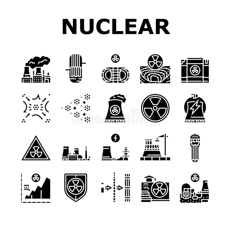 Nuclear Energy Power Plant Icons Set Vector Stock Illustration ... Nuclear Energy Power Plant Icons Set Vector Stock Illustration ...