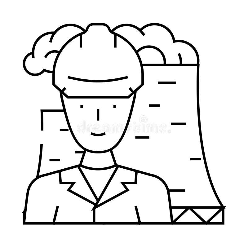 Nuclear Engineer Worker Line Icon Vector Illustration Stock ...
