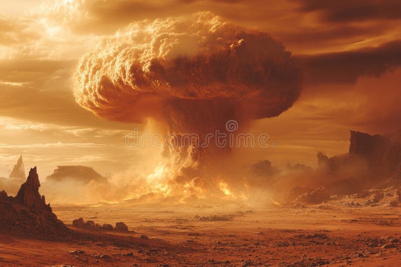 Nuclear Explosion Aftermath Desert Landscape Digital Art Apocalyptic ...