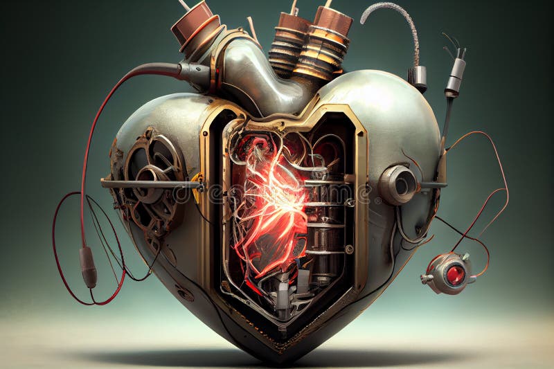 Nuclear Explosion of Anatomical Heart Surreal Graphics Stock ...