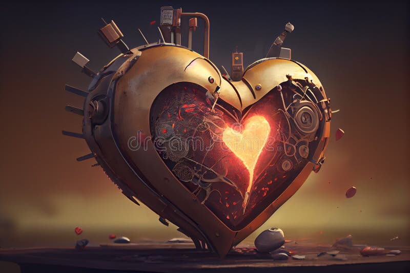 Nuclear Explosion of Anatomical Heart Surreal Graphics Stock ...