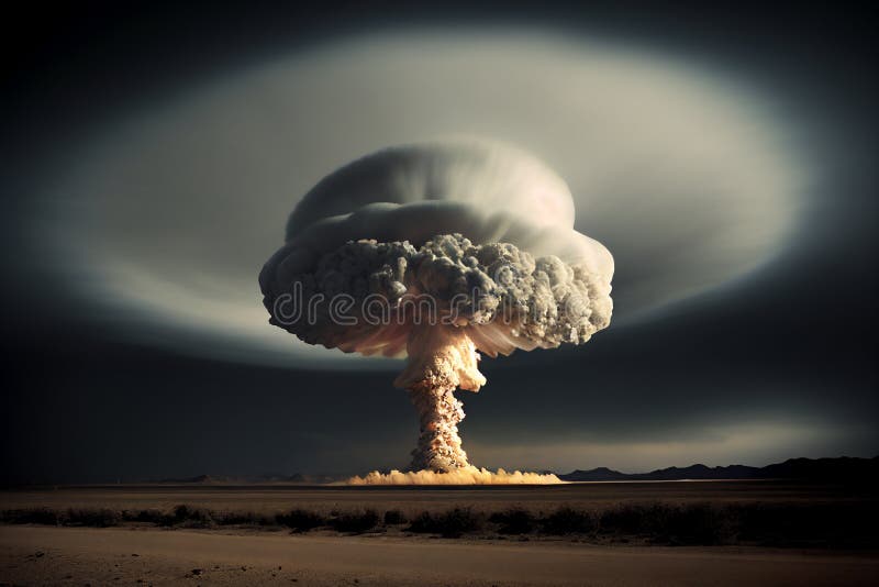 Nuclear Explosion of an Atom Bomb Stock Illustration - Illustration of ...