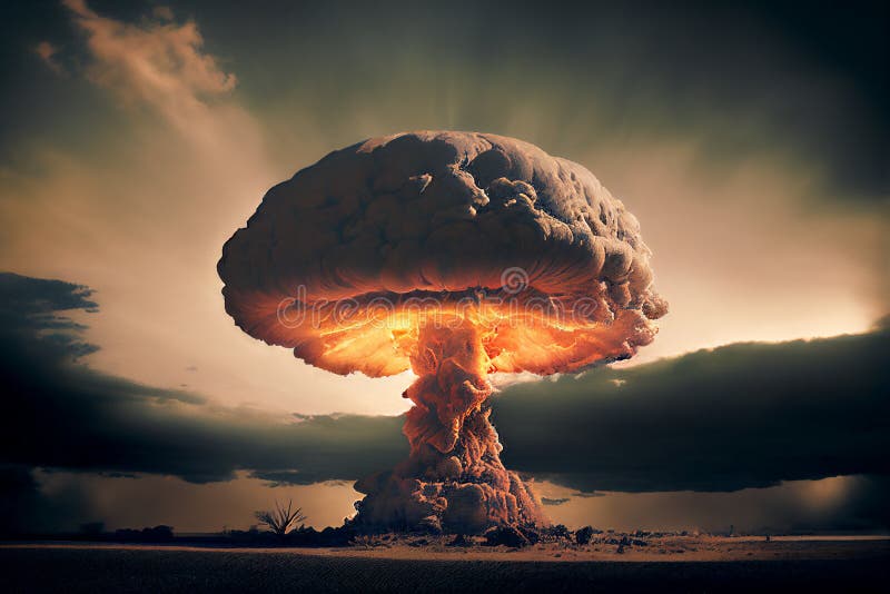 Nuclear Explosion of an Atom Bomb with a Mushroom Cloud Stock ...