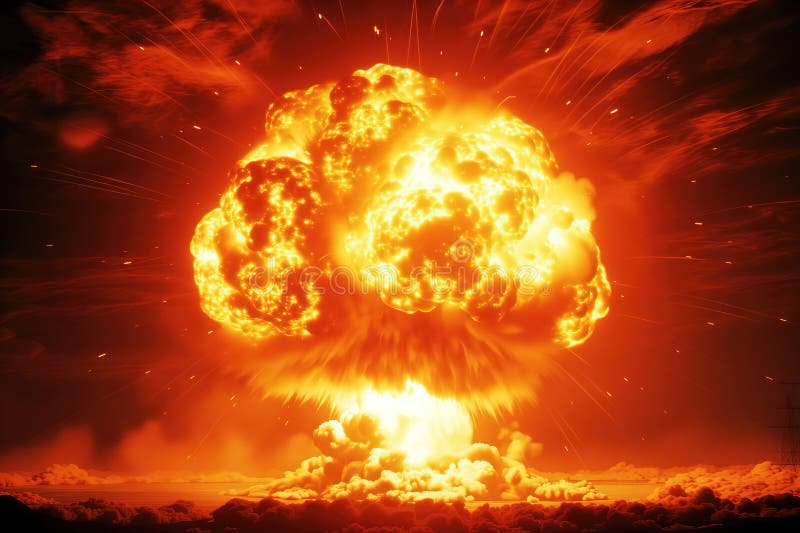 Nuclear Explosion of an Atom Bomb with a Mushroom Cloud Stock ...