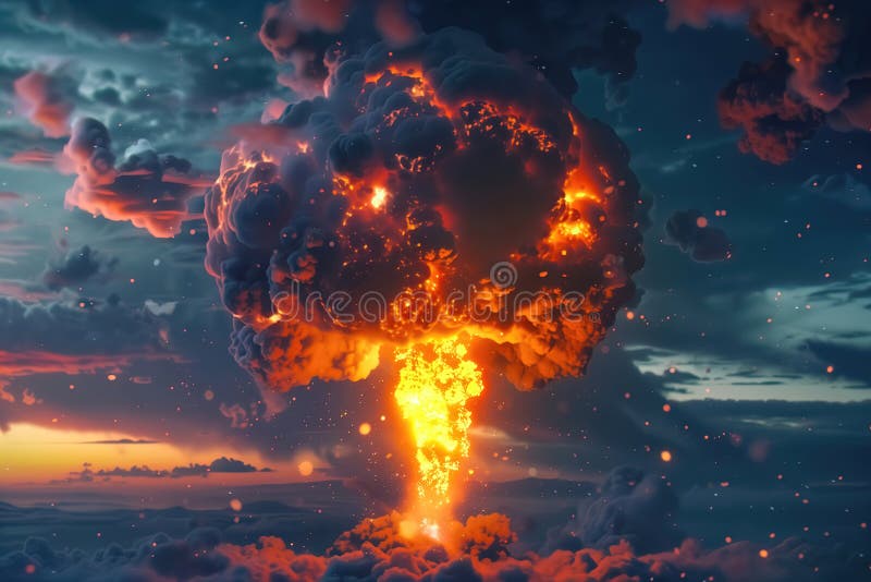 Nuclear Explosion of an Atom Bomb with a Mushroom Cloud Stock ...