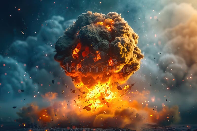 Nuclear Explosion of an Atom Bomb with a Mushroom Cloud Stock ...