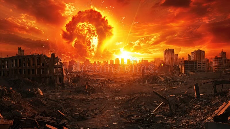 Nuclear Explosion of an Atom Bomb with a Mushroom Cloud Stock ...