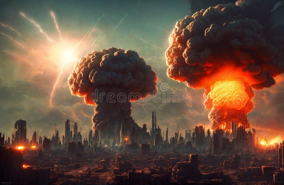A Nuclear Explosion from an Atomic Bomb in the City. the Concept of Nuclear War. Generative AI ...