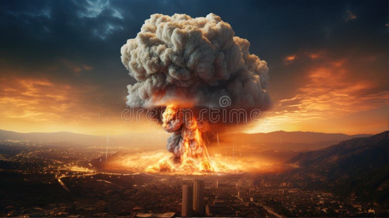 Nuclear Explosion on the Background of the City. Nuclear Explosion of ...