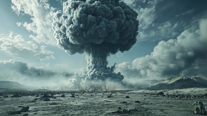 Barren Landscape of Burnt Trees after Wildfire Devastation Stock ...