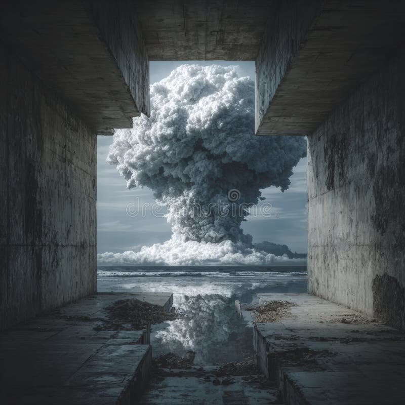Nuclear Explosion Billowing Smoke and Debris through a Concrete ...