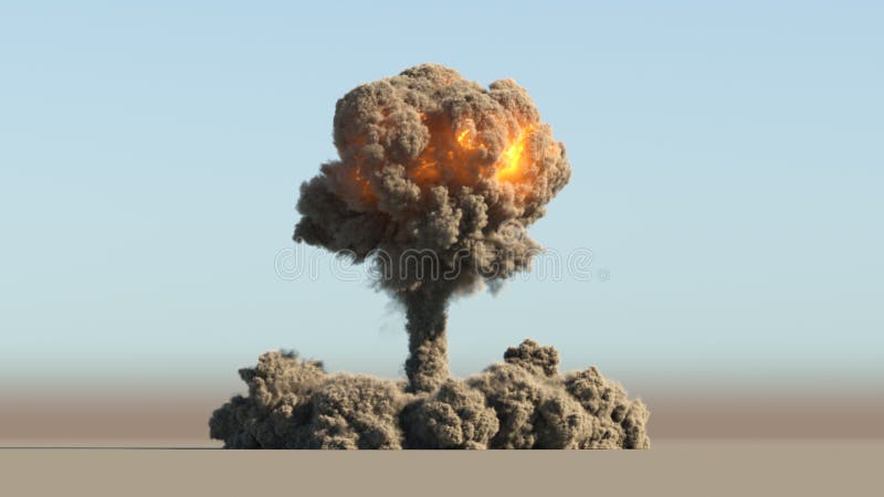 Nuclear Explosion on Blue Background Stock Illustration - Illustration ...