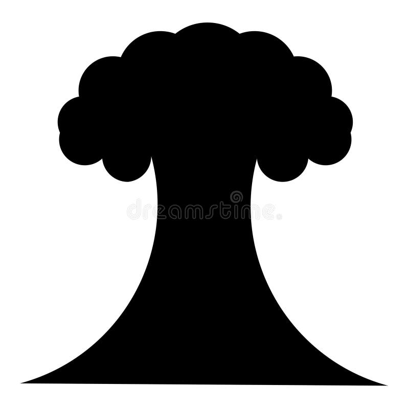 Nuclear Explosion Burst Mushroom Explosive Destruction Icon Black Color Vector Illustration ...
