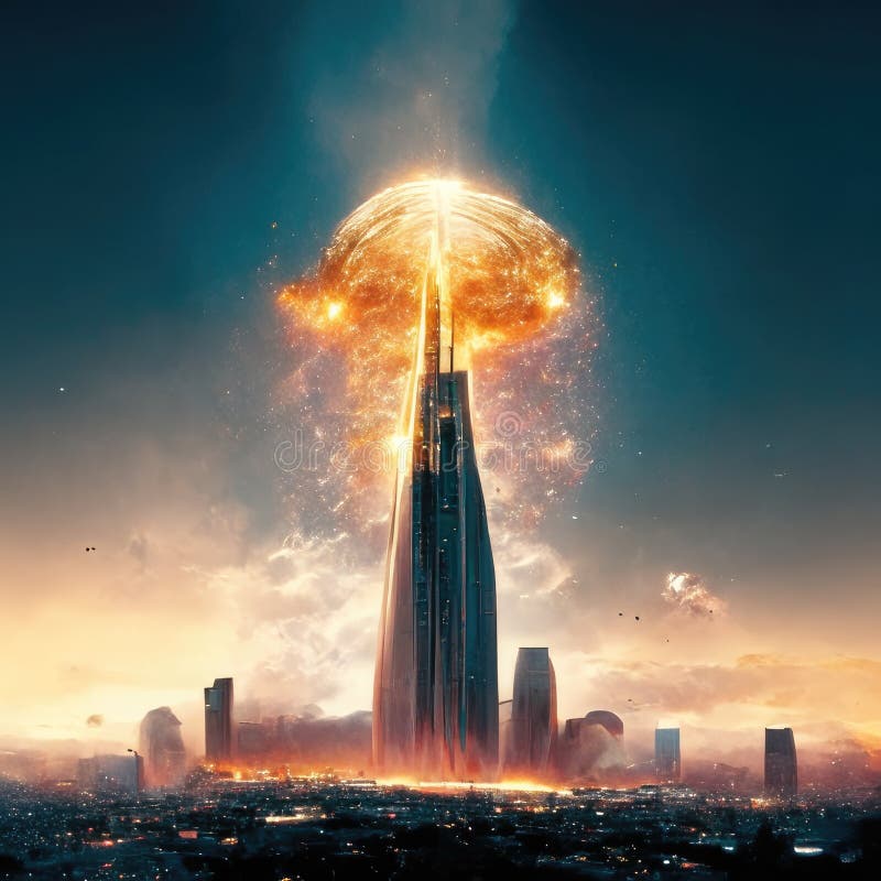 Illustration of a Nuclear Explosion in the City. 3d Rendering AI ...