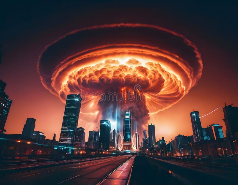 Nuclear Explosion in the City. Generative AI. Stock Photo - Image of ...