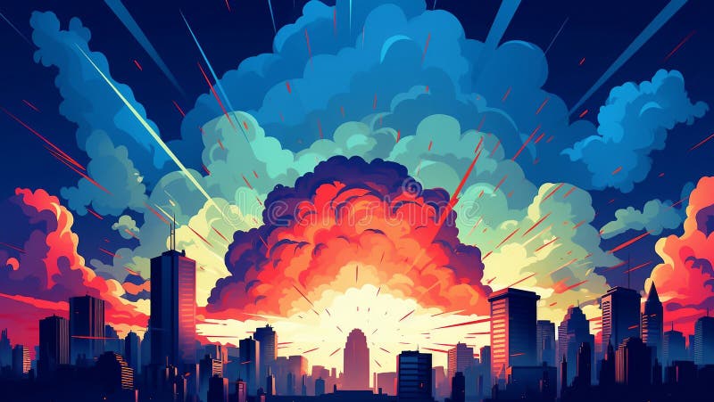 Nuclear Explosion in City Illustration AI Generated Stock Illustration ...