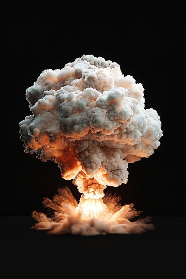 Nuclear Explosion Cloud Isolated on Black Background. Generative Ai ...