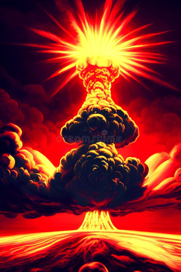 Nuclear Explosion, Illustration. Generative AI Stock Illustration ...