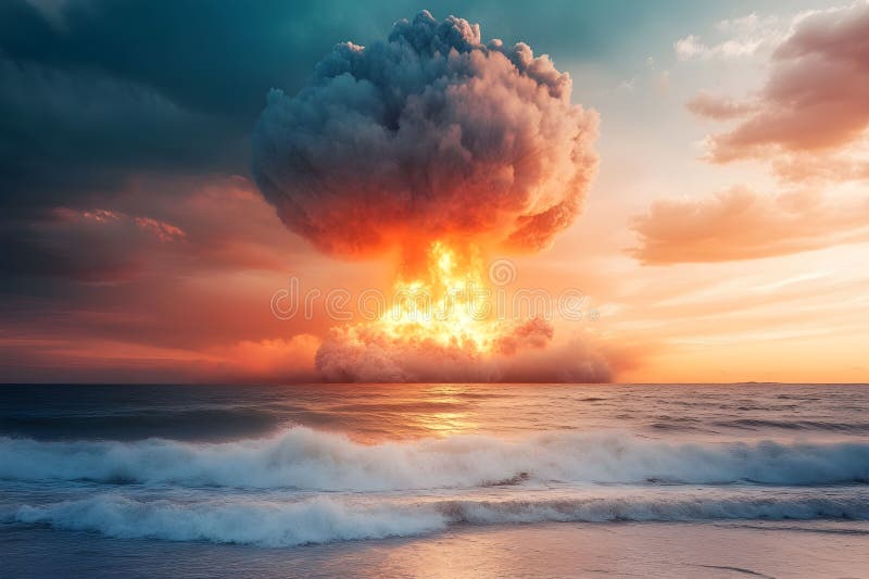 Nuclear Explosion Over Ocean Dramatic Sunset Sky Stock Photos - Free ...
