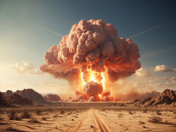 Nuclear Explosion in the Desert Stock Photo - Image of power, mushroom ...