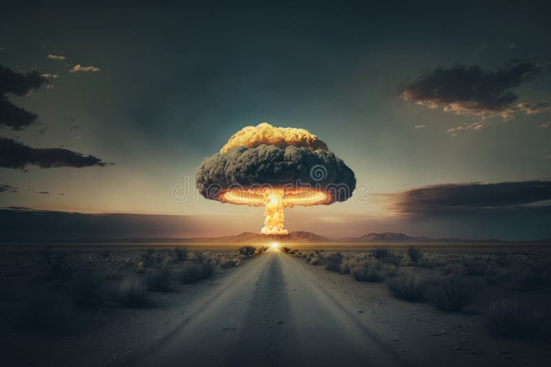 A Nuclear Explosion in the Distance Stock Illustration - Illustration ...