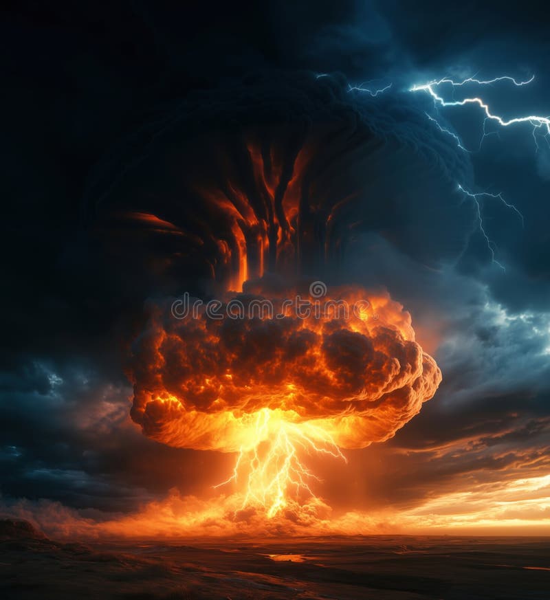 Nuclear Explosion with Dramatic Cloud Formation and Lightning in Dark ...