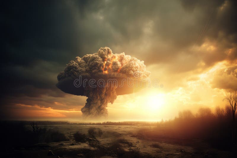 Nuclear Explosion Dramatic. Generate Ai Stock Illustration - Illustration of atomic, battle ...