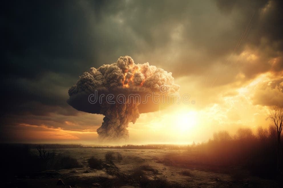 Nuclear Explosion Dramatic. Generate Ai Stock Illustration - Illustration of atomic, battle ...