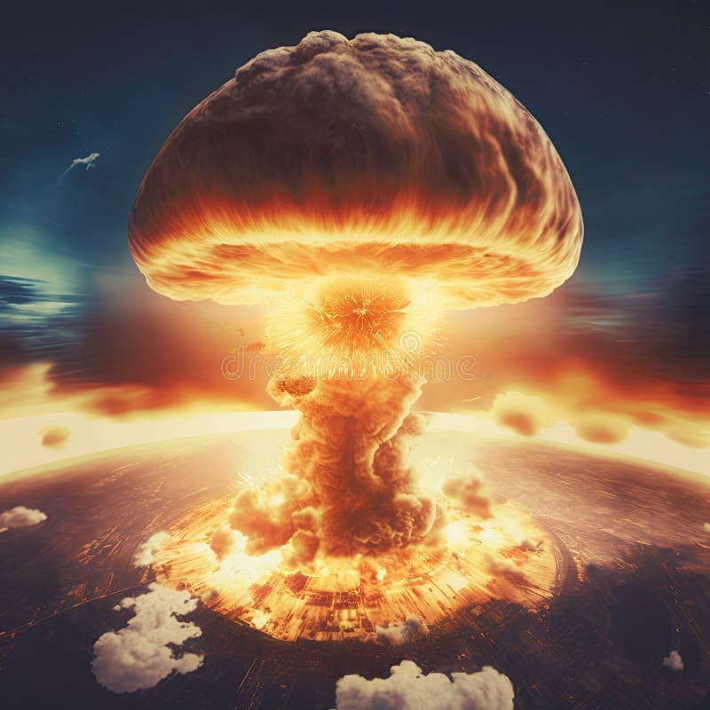Nuclear Explosion by Drone View Stock Illustration - Illustration of ...