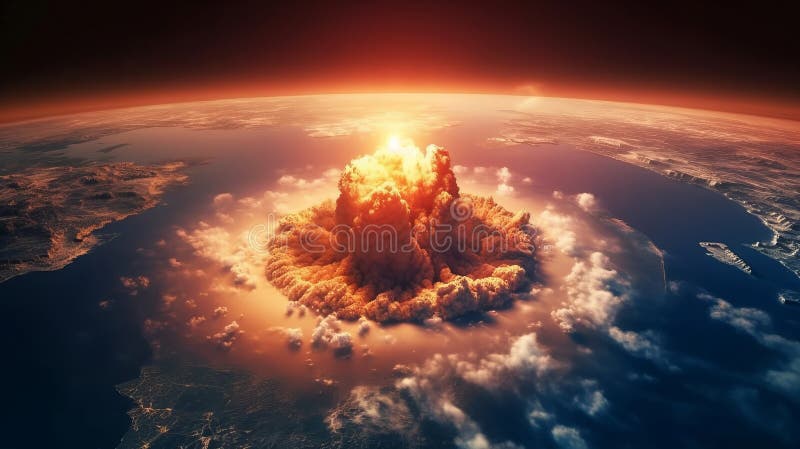 Nuclear Explosion on Earth View from Space. Generative AI. Stock ...
