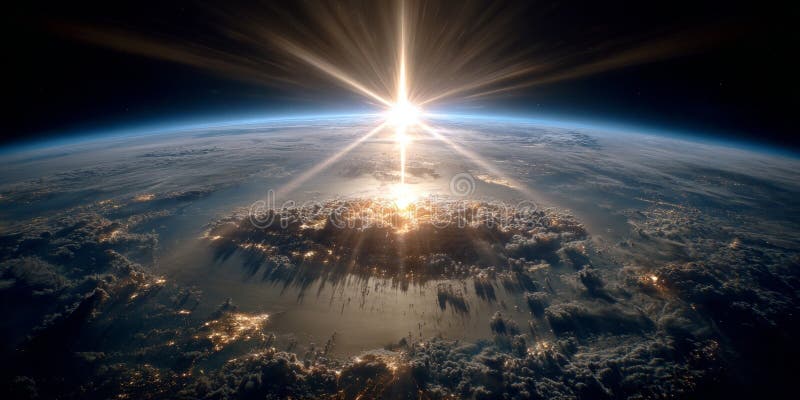 Nuclear Explosion Effect Shining Over Planet Earth from Space Stock ...