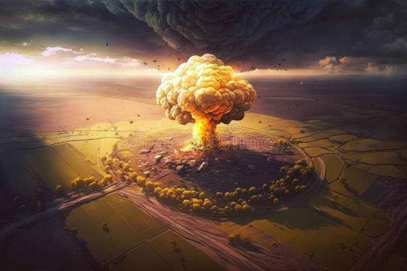 Nuclear Explosion in the Field Top View. Generative AI Stock ...