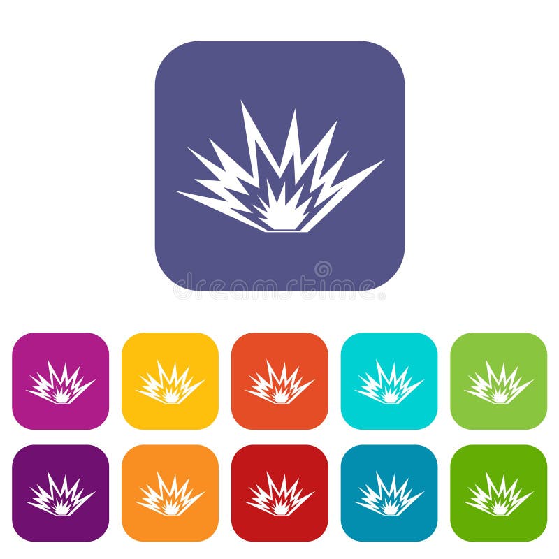 Nuclear Explosion Icons Set Flat Stock Vector - Illustration of blue ...