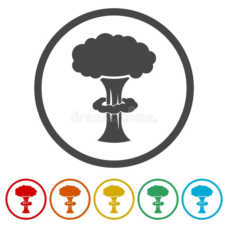 Nuclear Explosion Icons Set Stock Vector - Illustration of cartoon ...