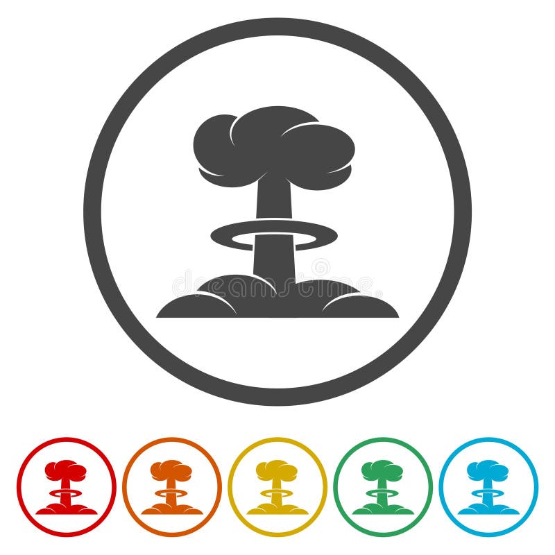 Nuclear Explosion Icons Set Stock Vector - Illustration of destroy ...