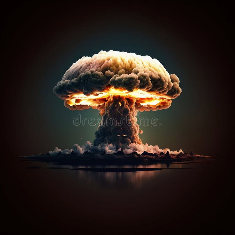 Nuclear Explosion Isolated on Dark Background Stock Illustration ...