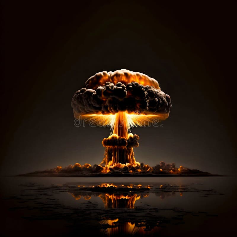 Nuclear Explosion Isolated on White Background. Generative Ai Stock ...