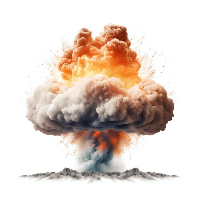 Nuclear Explosion Isolated on White Background. Generative Ai Stock ...