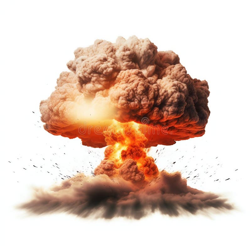 Nuclear Explosion Isolated on White Background. Generative Ai Stock ...