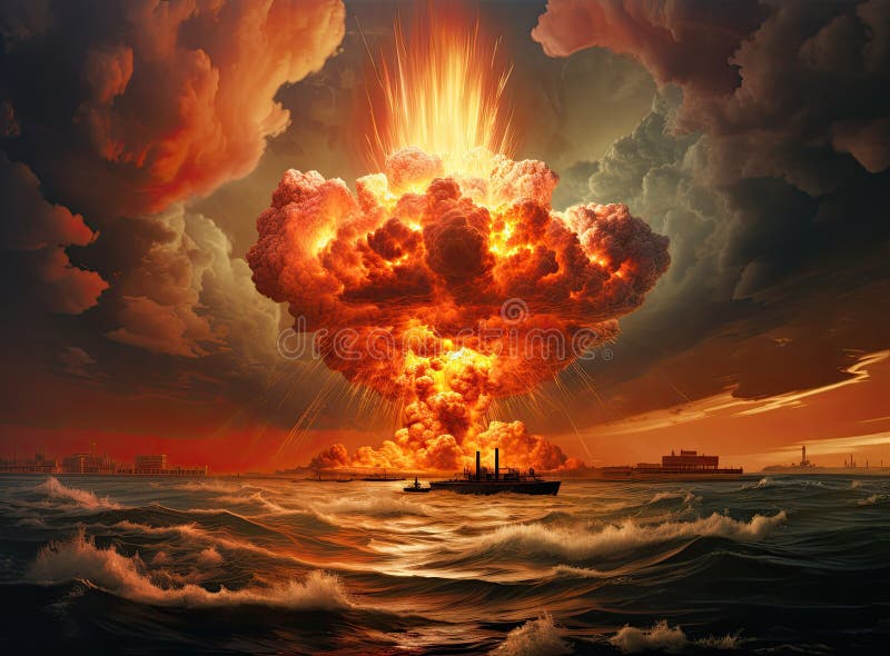 A Nuclear Explosion in the Middle of the Ocean Stock Image - Image of ...
