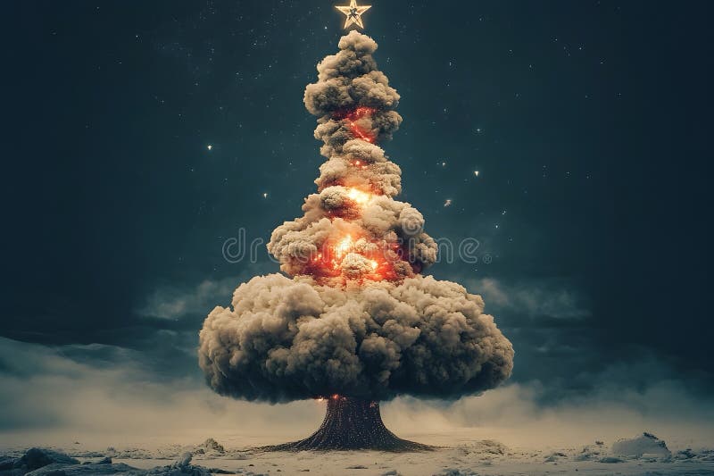 Nuclear Explosion with a Mushroom Cloud As a Form of Christmas Tree ...