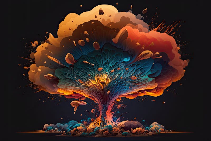 Nuclear Explosion, Mushroom Cloud of Exploding Atomic Bomb Burning in ...