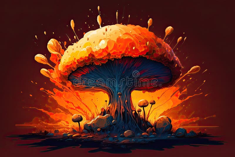 Nuclear Explosion, Mushroom Cloud of Exploding Atomic Bomb Burning in ...