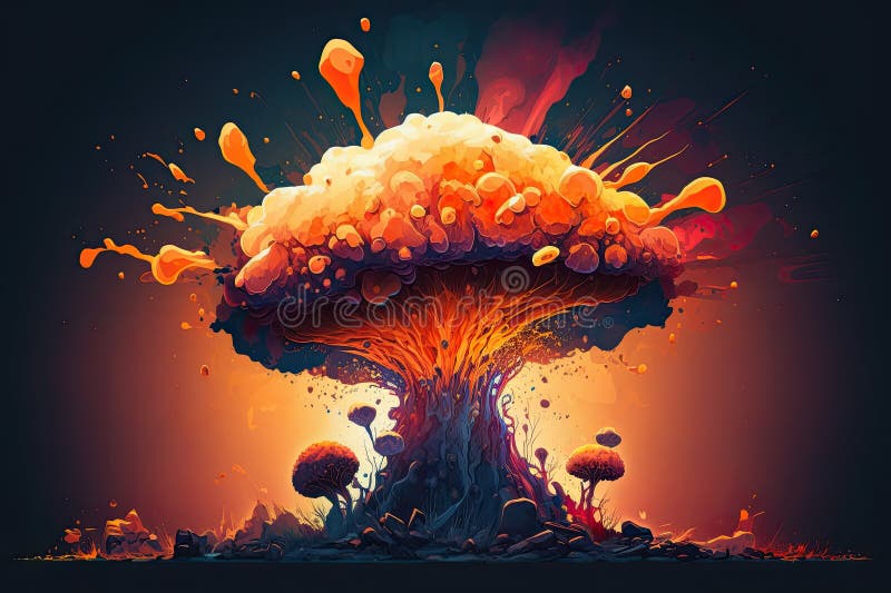 Nuclear Explosion, Mushroom Cloud of Exploding Atomic Bomb Burning in ...