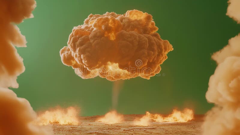 Nuclear Explosion Mushroom Cloud Rising on Green Screen Stock Footage ...