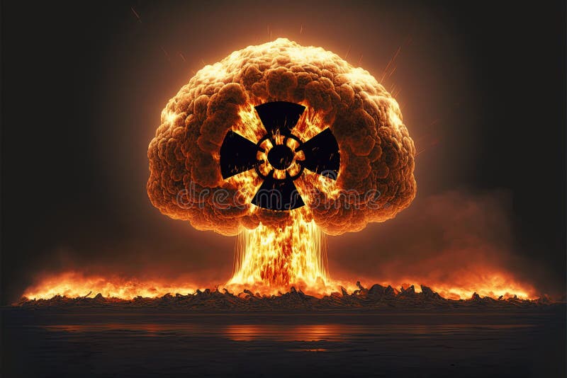 Nuclear Explosion Mushroom of Fire Stock Illustration - Illustration of ...