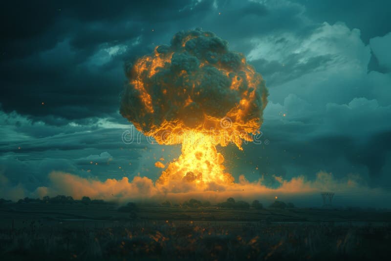 Nuclear Explosion at Night among Clouds Stock Image - Image of atomic ...